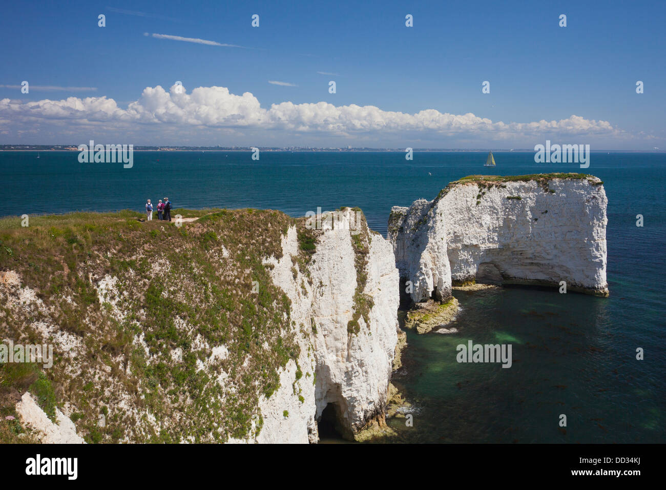 The spectacular chalk cliffs at Old Harry Rocks on the Dorset 'Jurassic ...