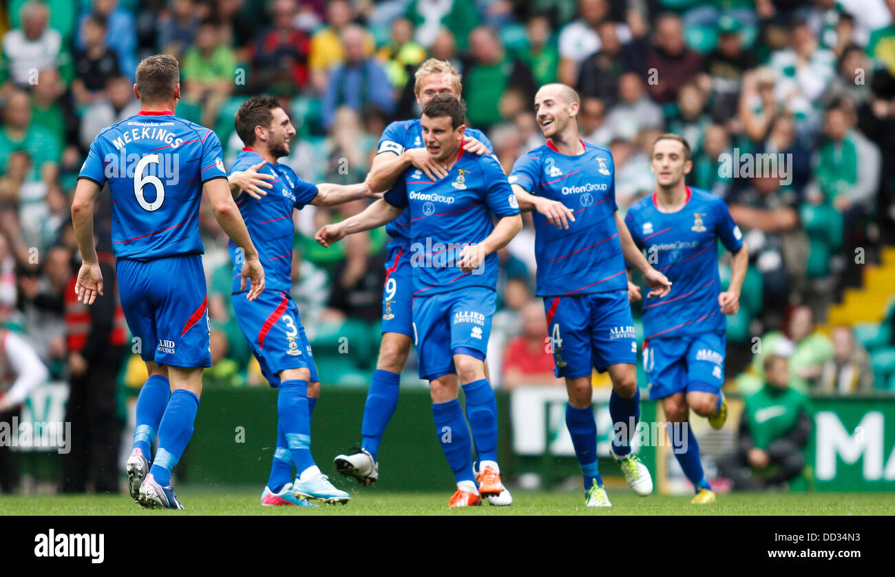 Glasgow, Scotland. 24th Aug, 2013. Aaron Doran celebrates the opening ...