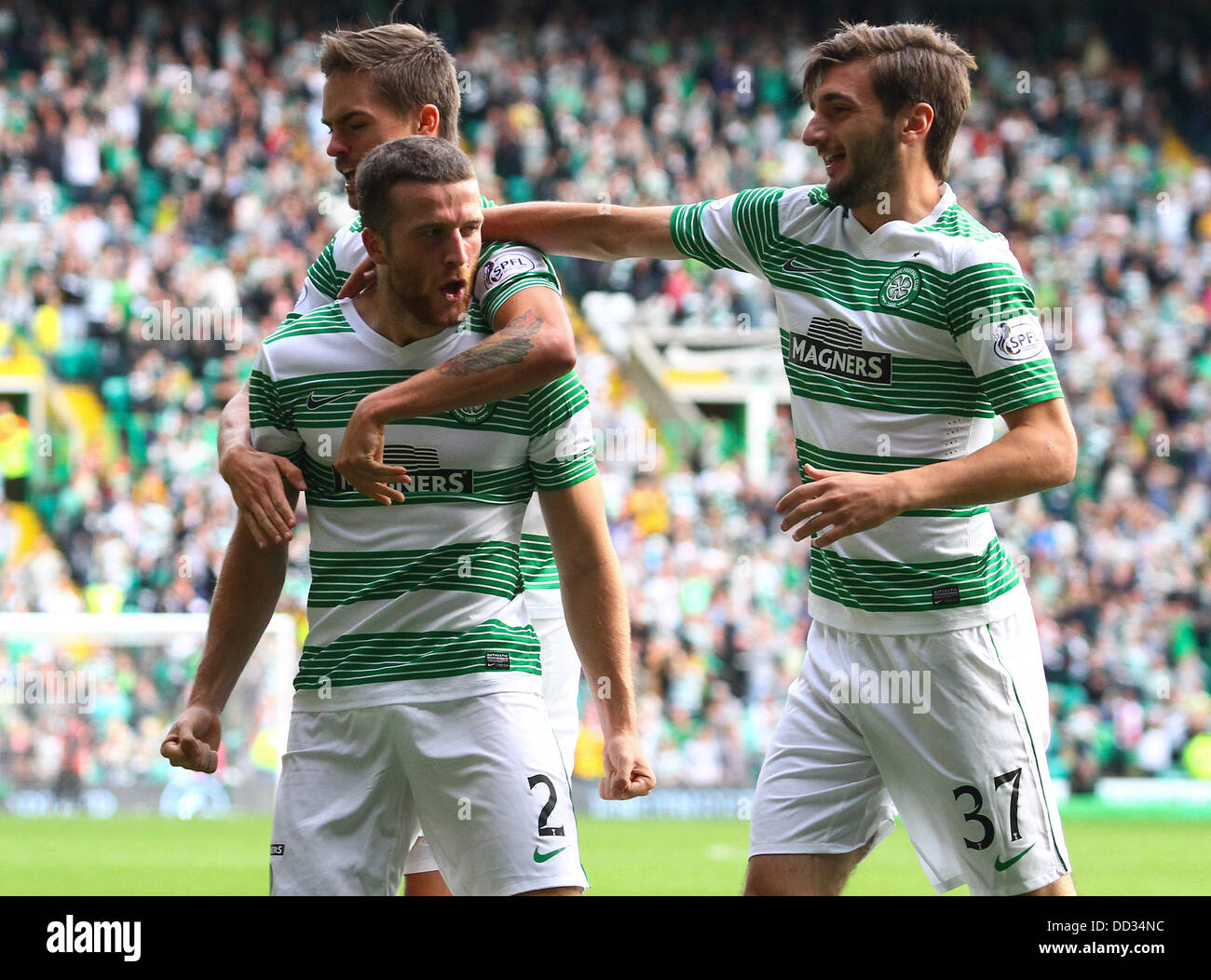 Glasgow, Scotland. 24th Aug, 2013. Adam Matthews, Mikael Lustig and ...