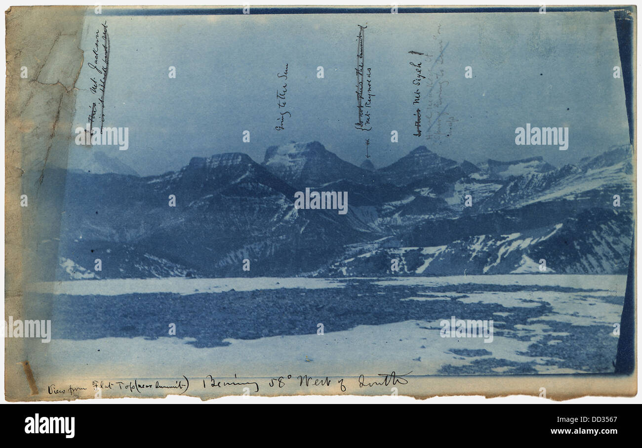 A photograph capturing the view from Flat Top, located near the summit ...