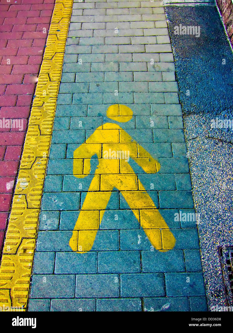 pedestrian passage with bycicle path on the side Stock Photo - Alamy