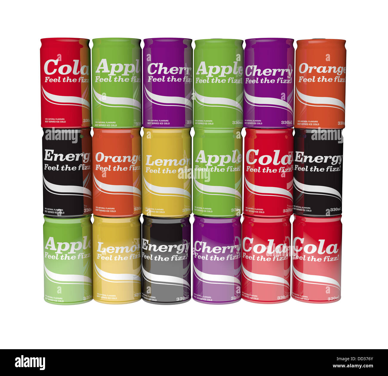 3D Render of a front view, isolated view including lots of cans of ...