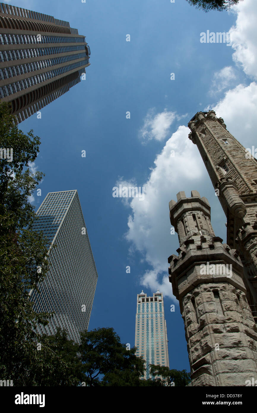 The Chicago Water Tower (right) built in 1869 located at 806 North ...