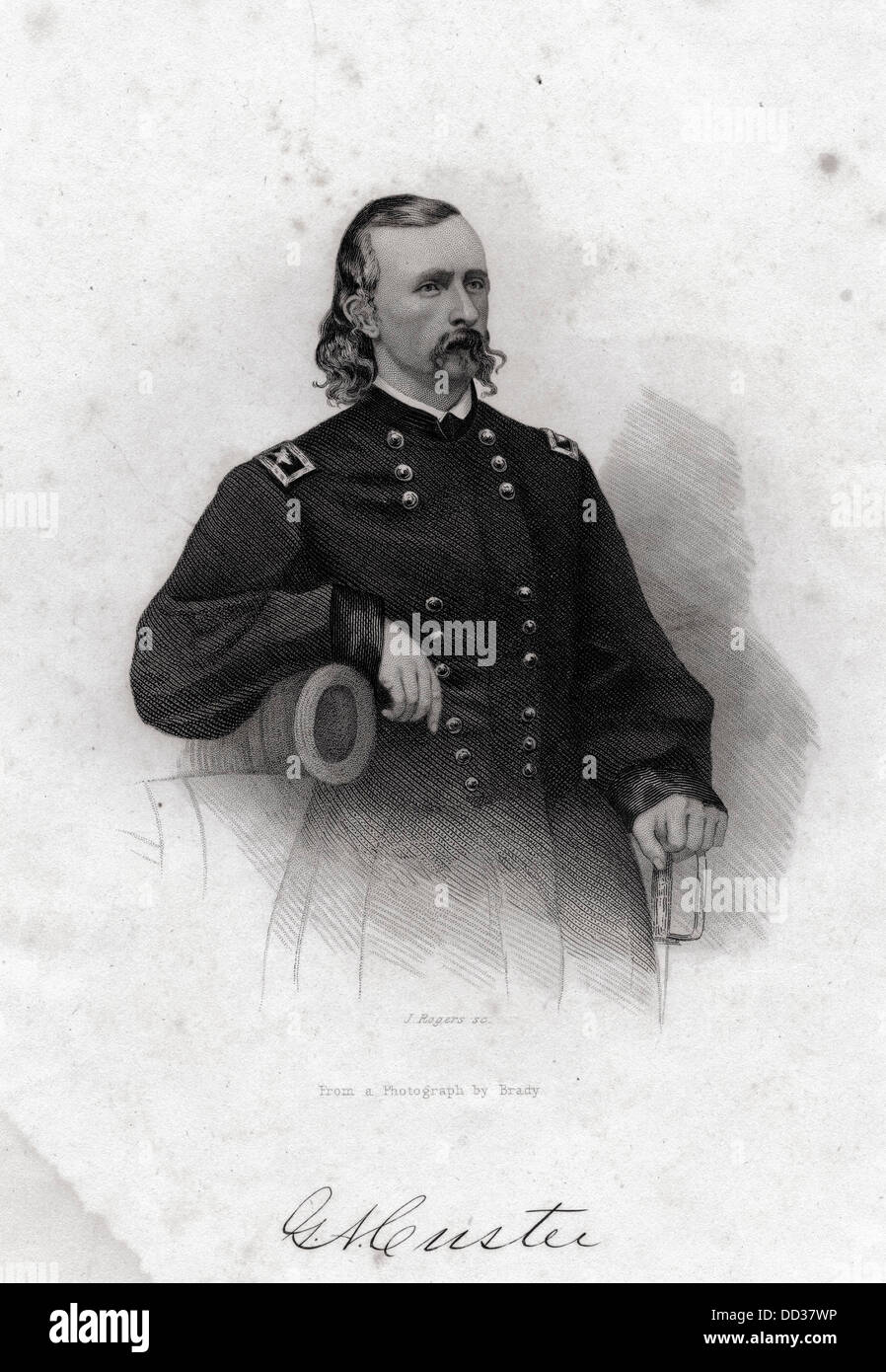 George Custer, 1866, based on a photograph by Mathew Brady Stock Photo ...