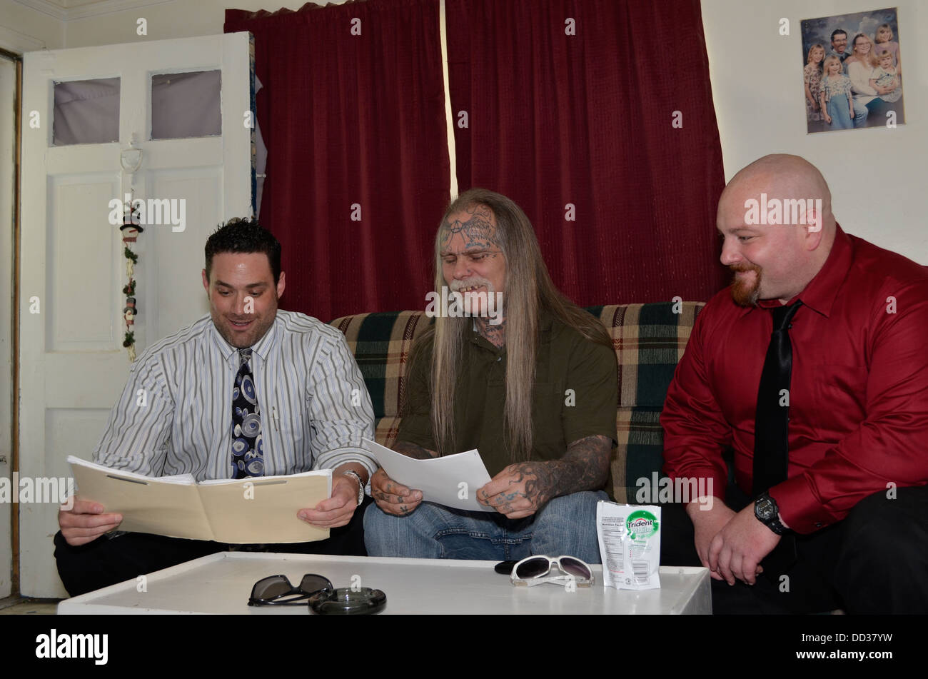 Male Adult Parole officers meeting with male parolee Stock Photo - Alamy