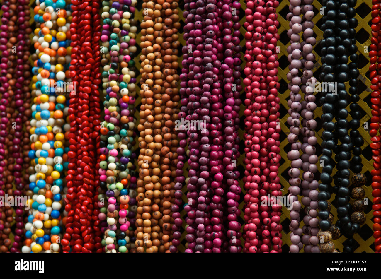 Bright background of handmade strands of colorful beads Stock Photo - Alamy