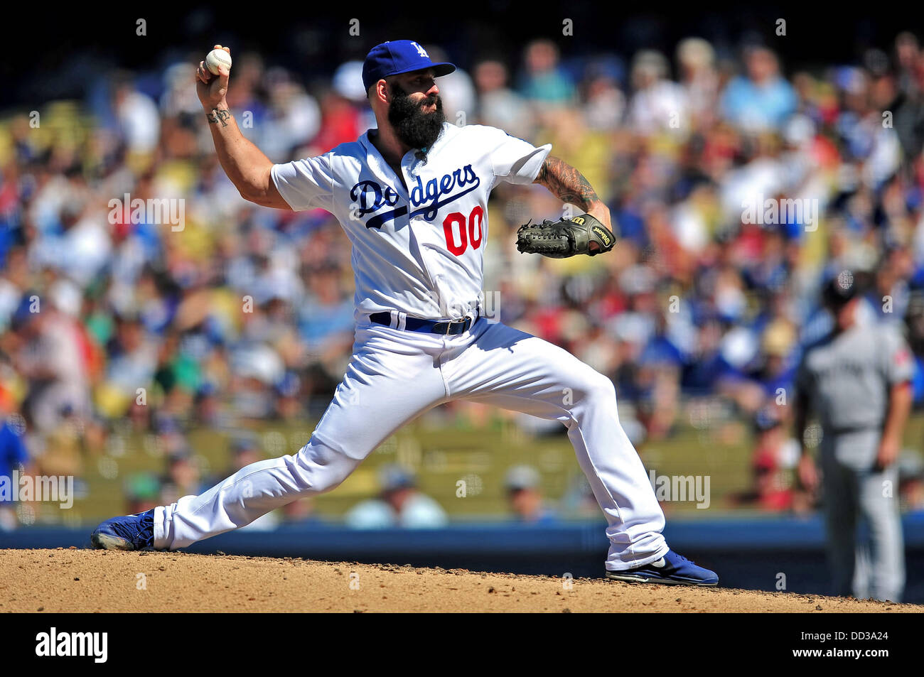 Los Angeles, CA, USA. 24th Aug, 2013. Los Angeles Dodgers relief ...