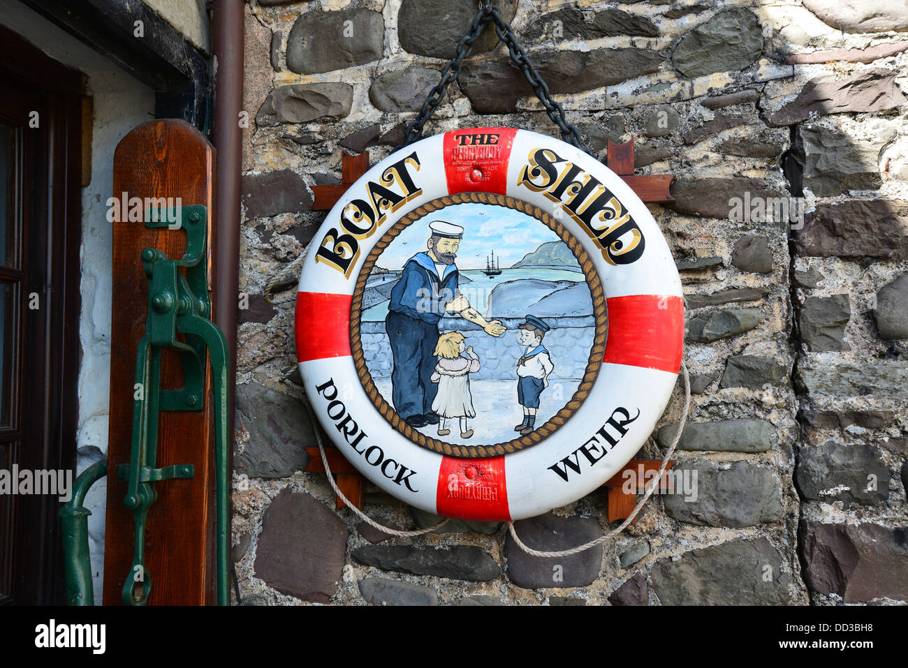 The Boat Shed museum sign, Porlock Weir, Porlock, Somerset, England ...