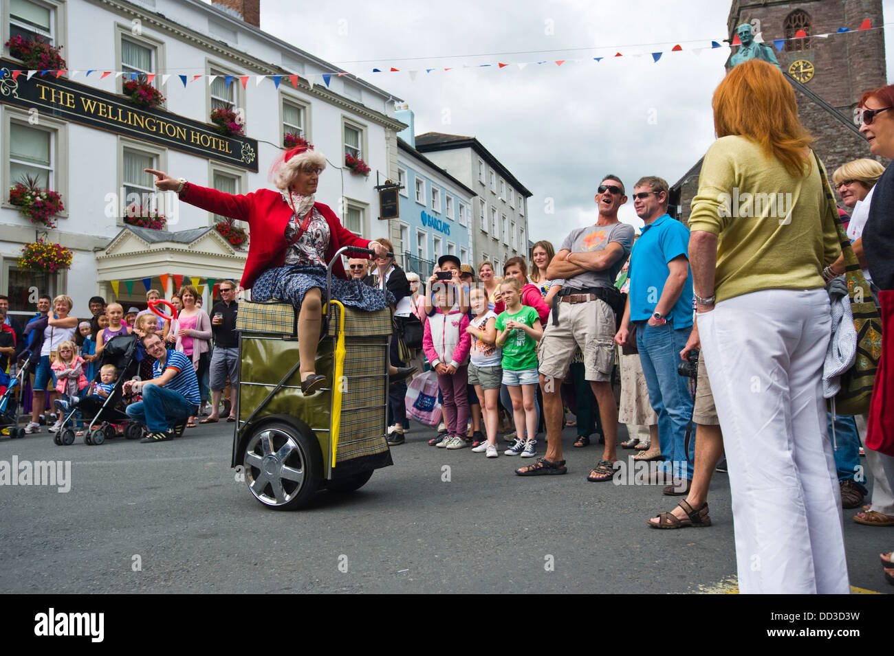 street performers Granny Turismo on the streets of Brecon during Brecon ...
