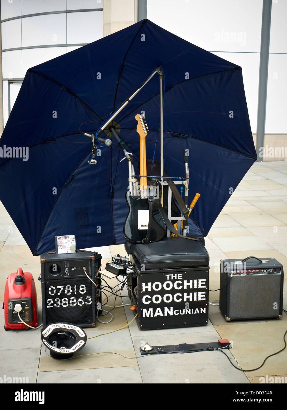 The hoochie coochie man having a break in Manchester UK Stock Photo - Alamy