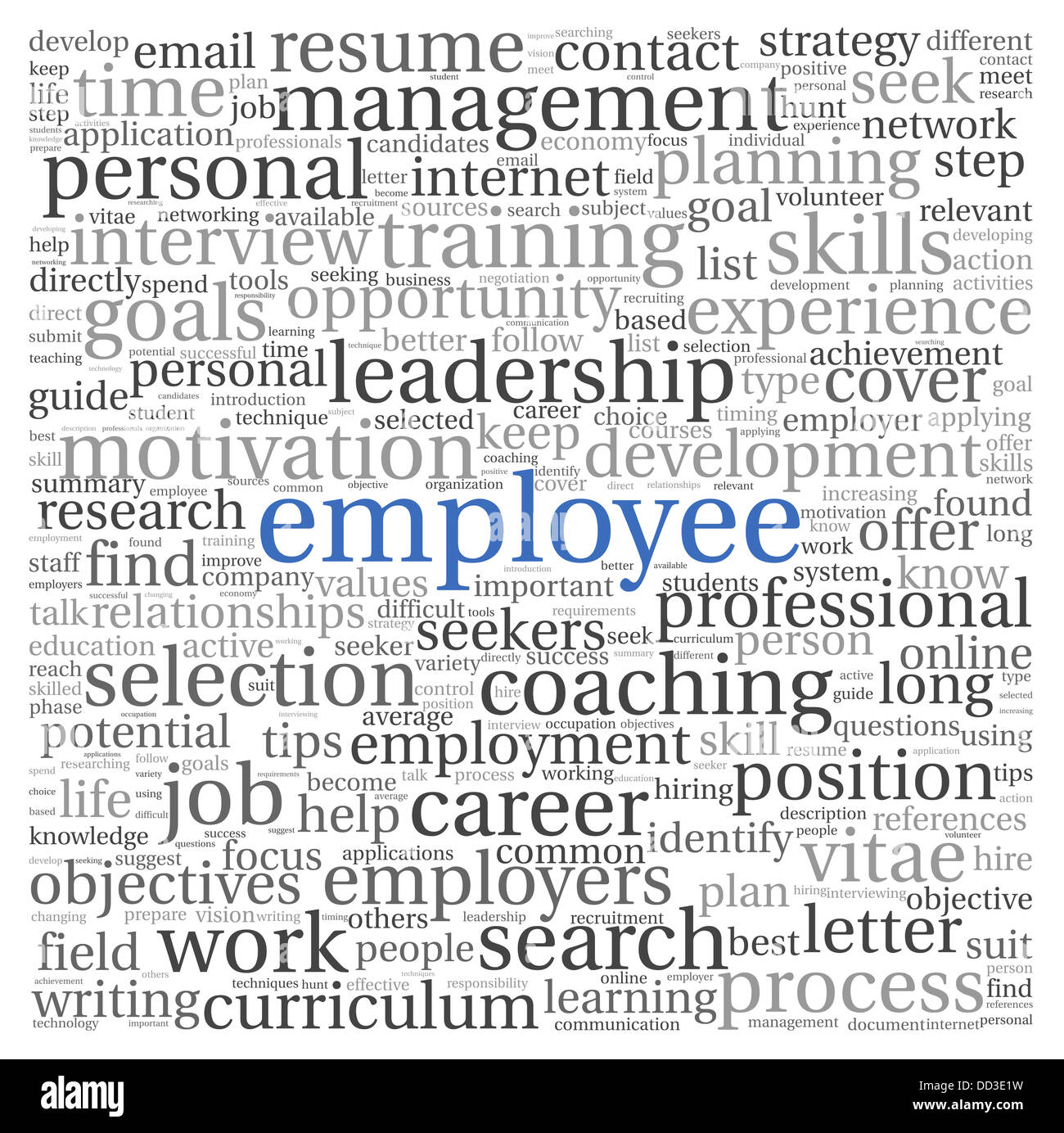 Emplyee and coaching concept in word tag cloud on white Stock Photo - Alamy