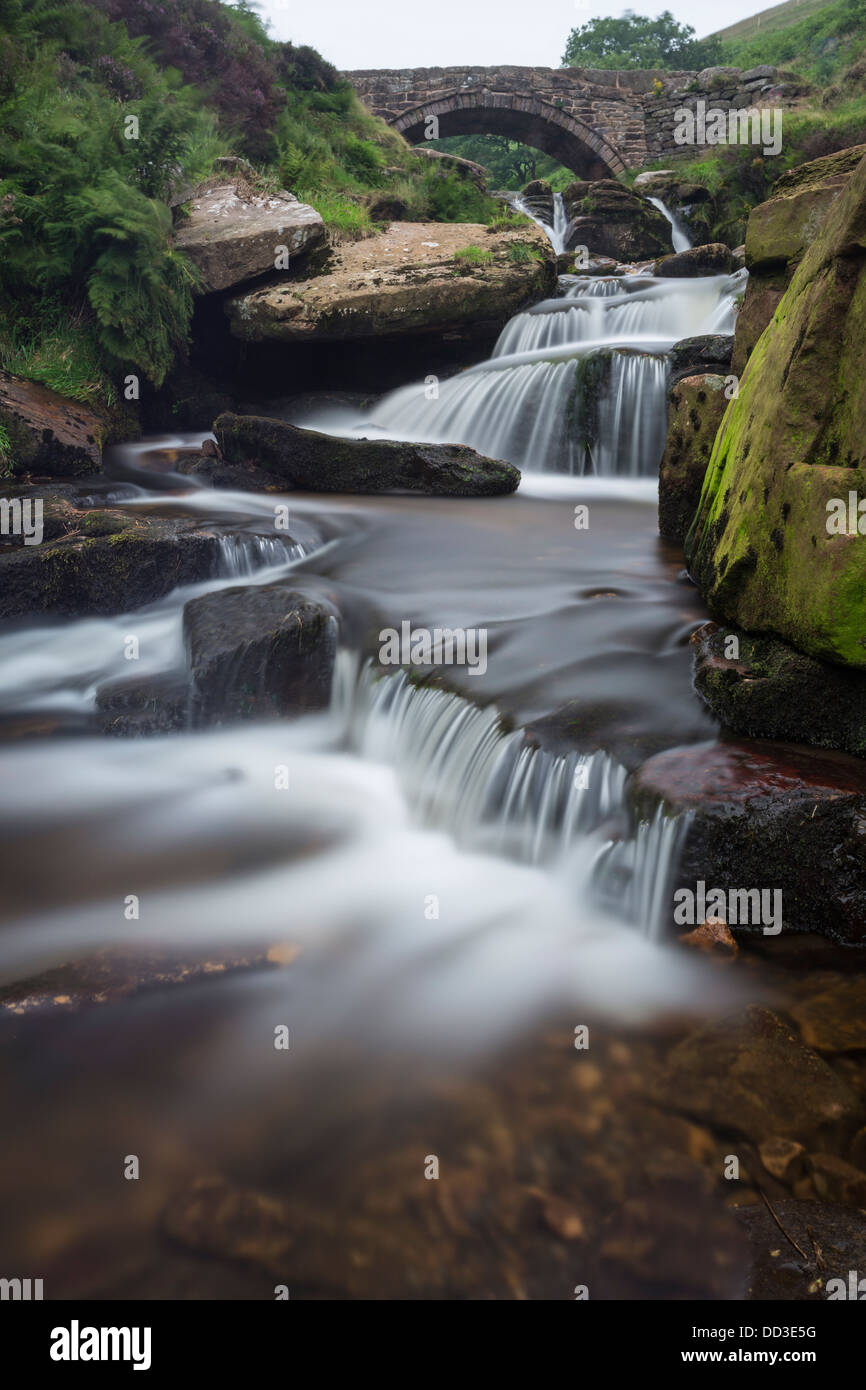 Waterfall at Three Shires Head, where Staffordshire, Cheshire and ...