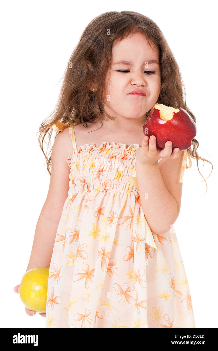 Little girl with apple Stock Photo - Alamy