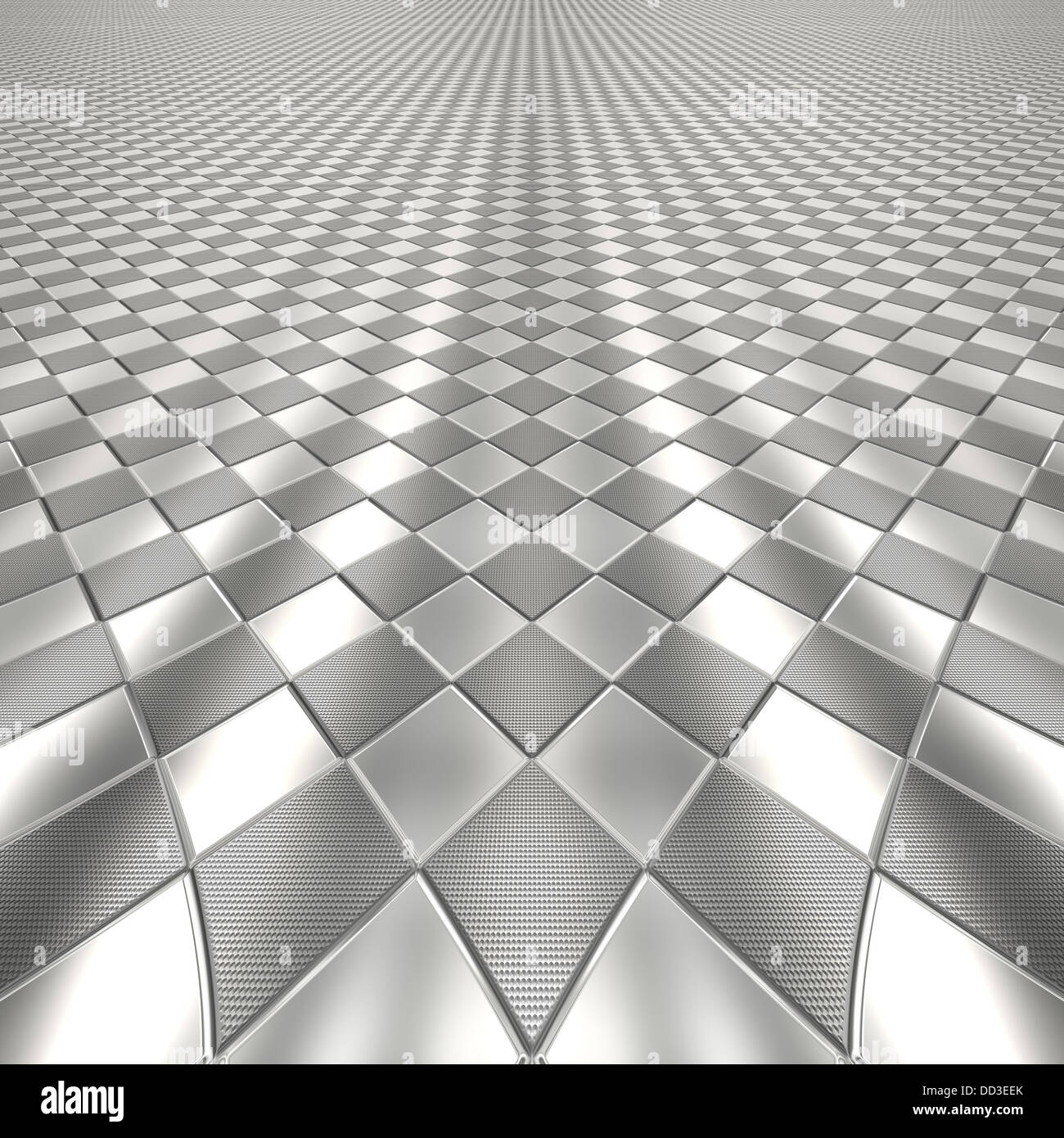 Metal silver checked pattern background od texture with perspective ...