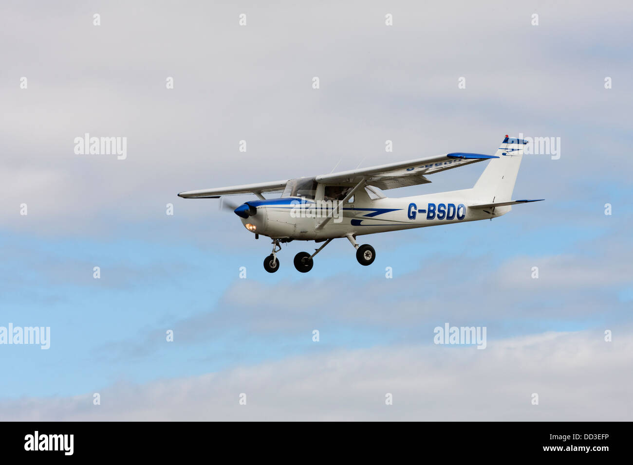 Cessna 152 G-BSDO on final approach to land at Breighton Airfield Stock ...