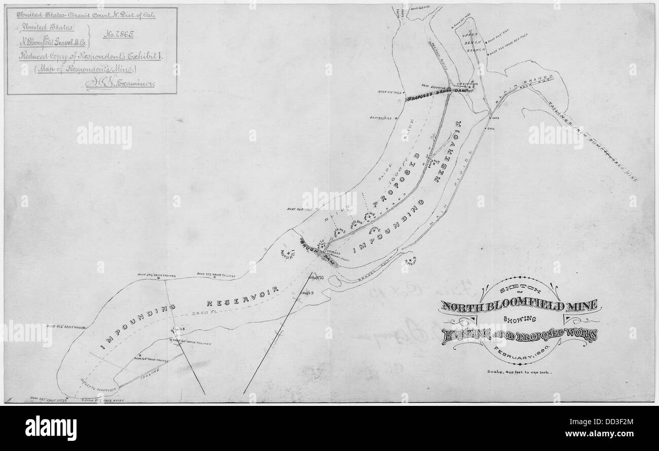 Sketch of north bloomfield mine showing existing and proposed works hi ...