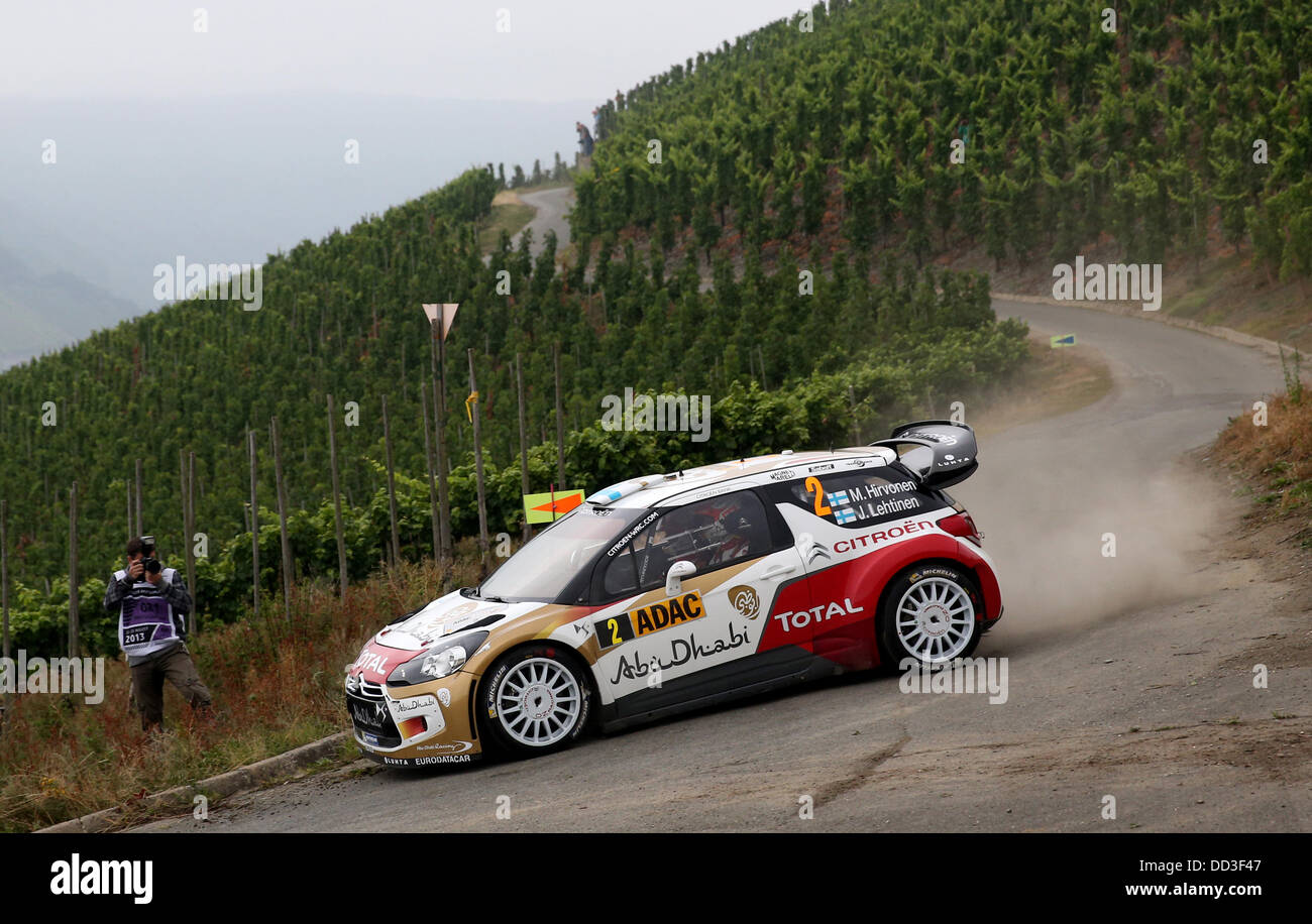 Finnish rally driver Mikko Hirvonen and his co-driver Jarmo Lehtinen ...