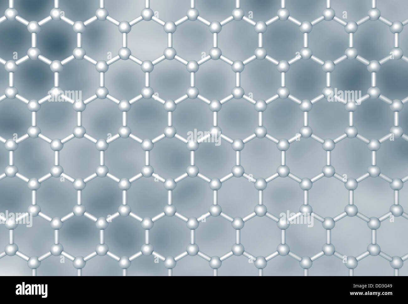 Graphene molecular layer structure schematic model. Frontal 3d render ...