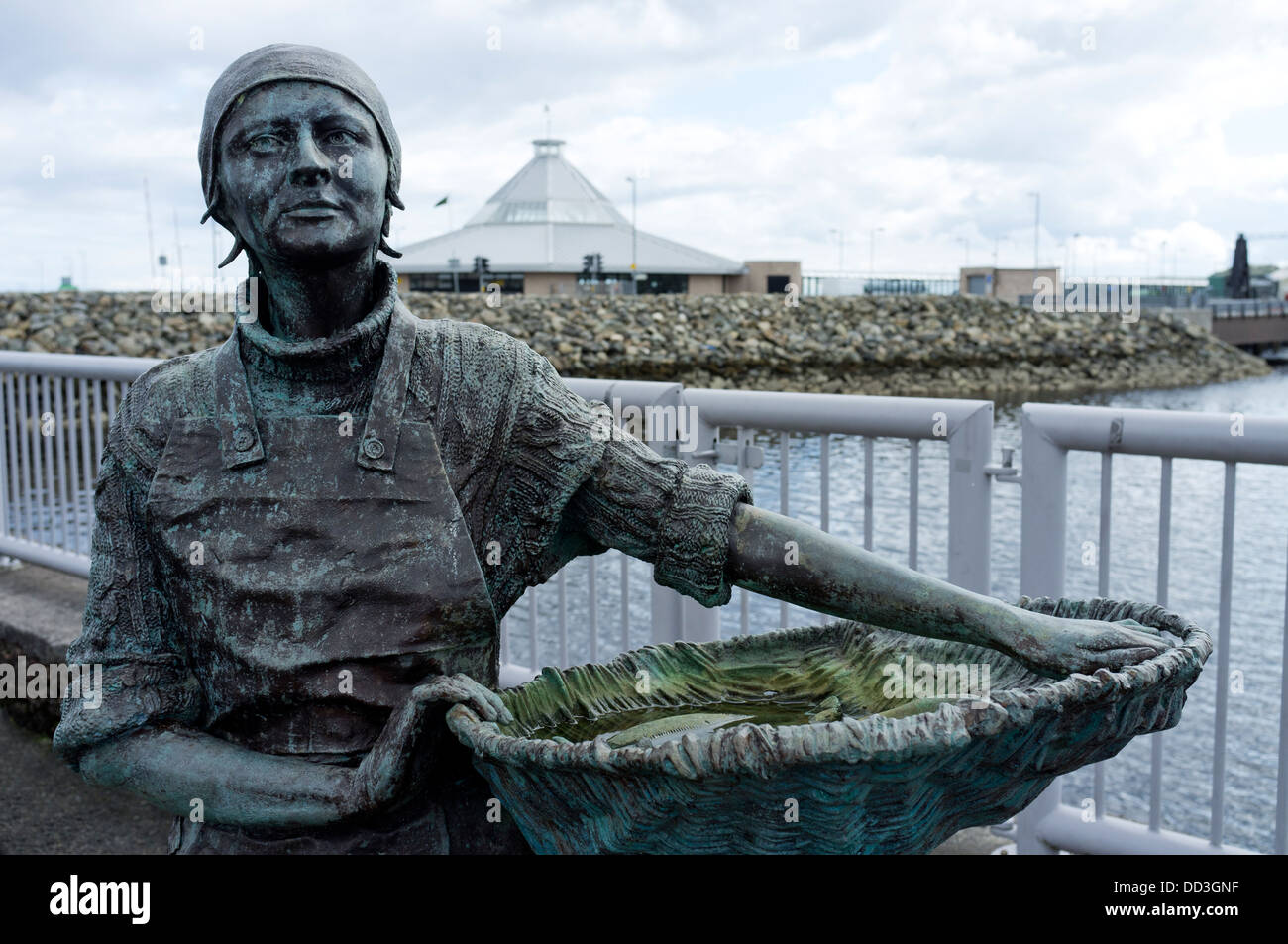 Fisher Woman statue Stornoway town centre and The Calmac Ferry Terminal ...