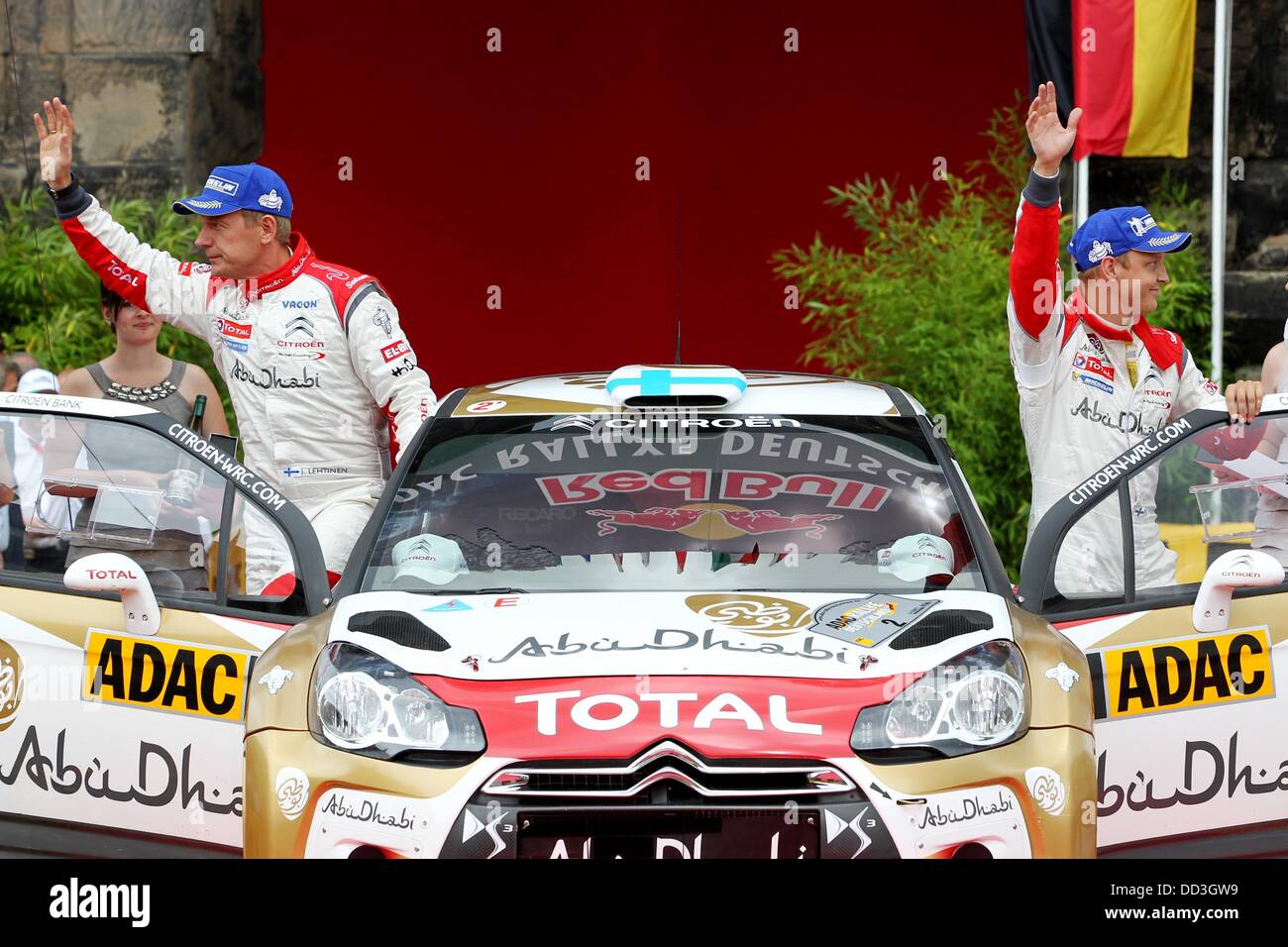 Finnish rally driver Mikko Hirvonen and his co-driver Jarmo Lehtinen ...