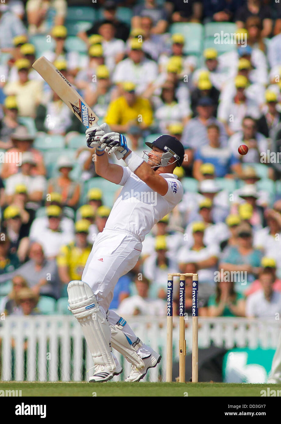 London, UK. 25th Aug, 2013. Matt Prior plays a shot during day five of ...