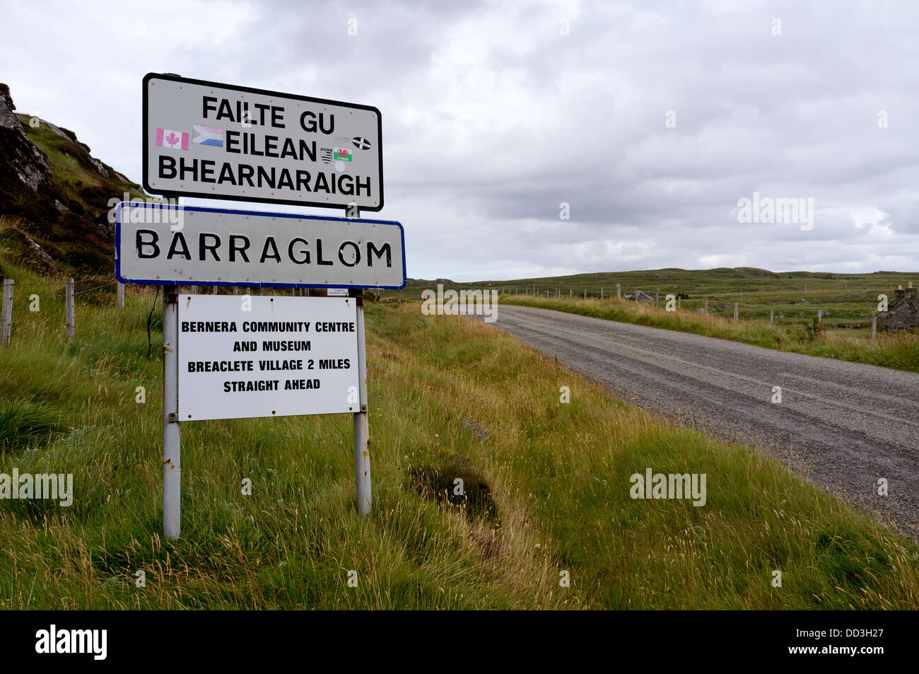 Welcome signpost on the Isle of Bernera just past the Great Bernera ...
