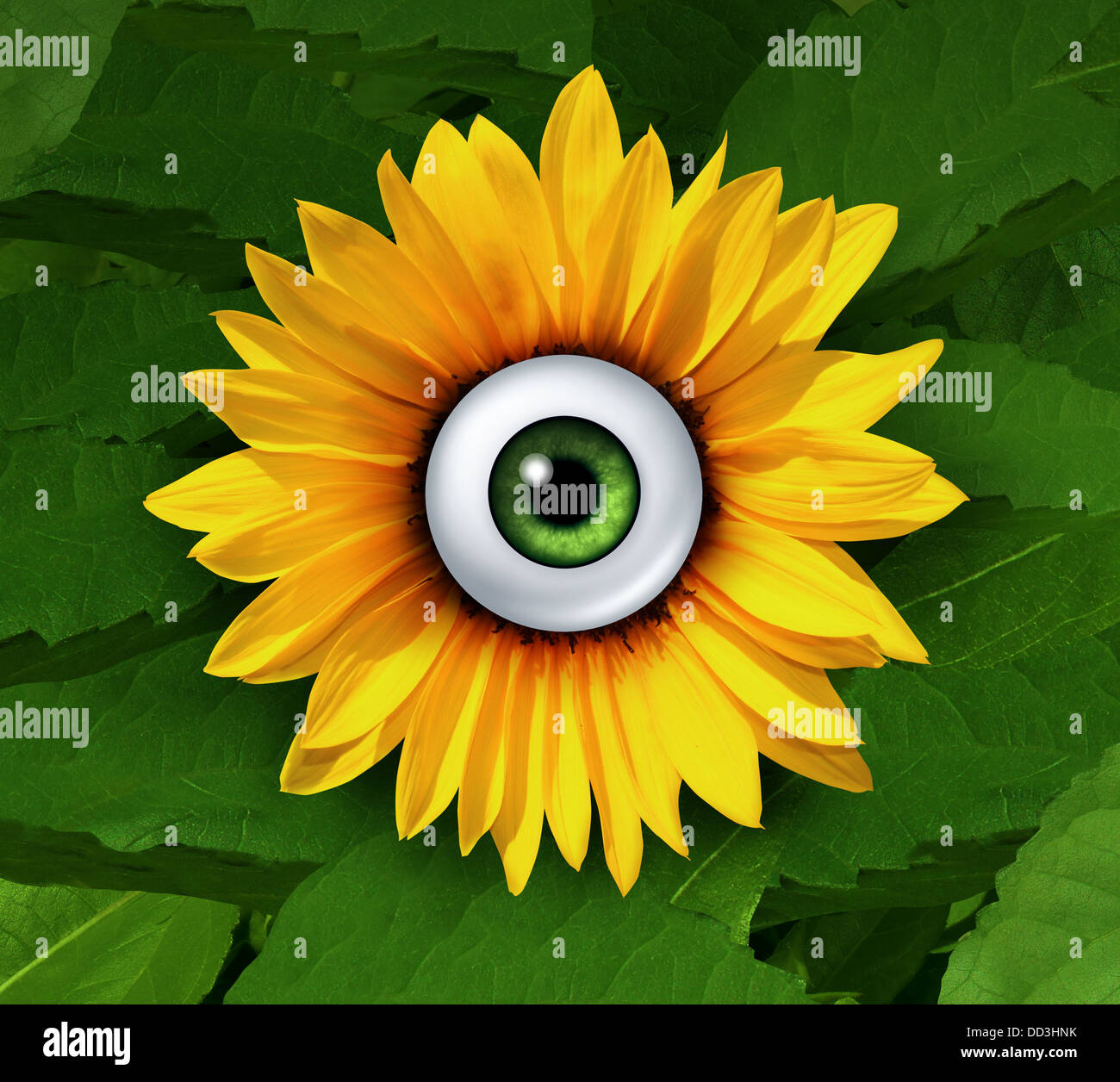 Eye on nature concept and a focus on the protection and security of the ...