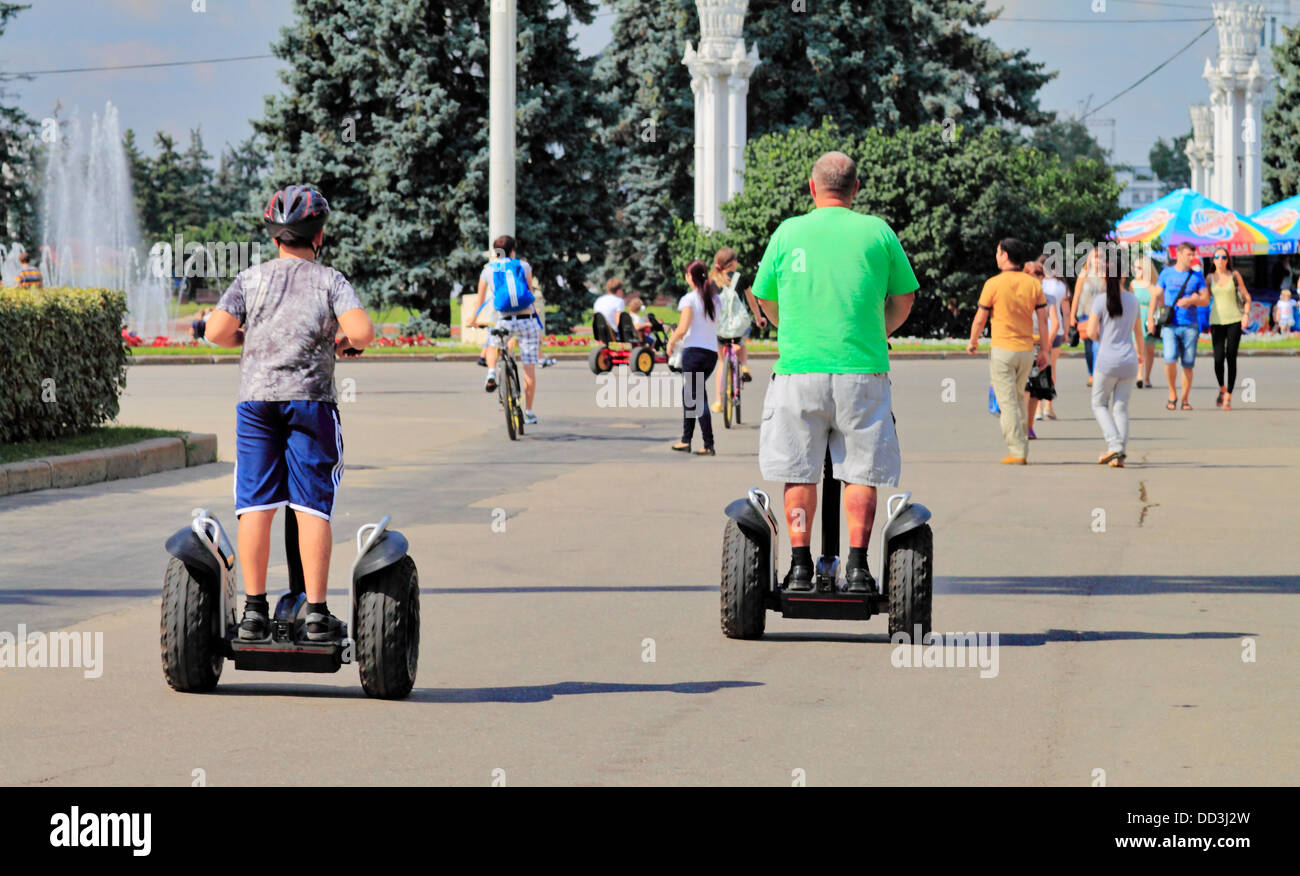 ride Segways, all-Russia exhibition centre, Moscow, Russia Stock Photo ...