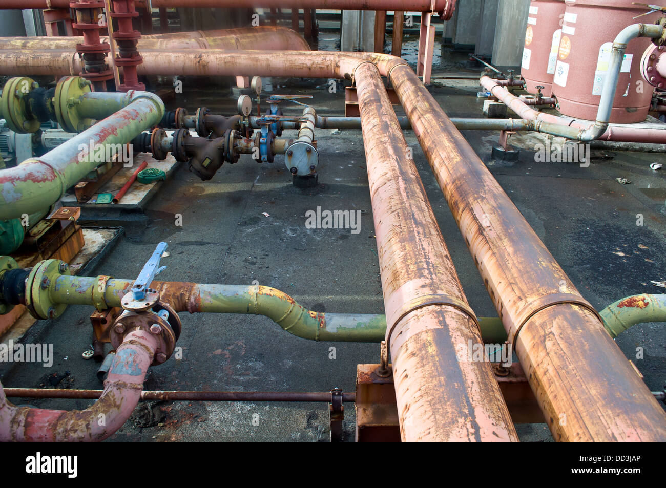 old pipe and valve for water on building Stock Photo - Alamy