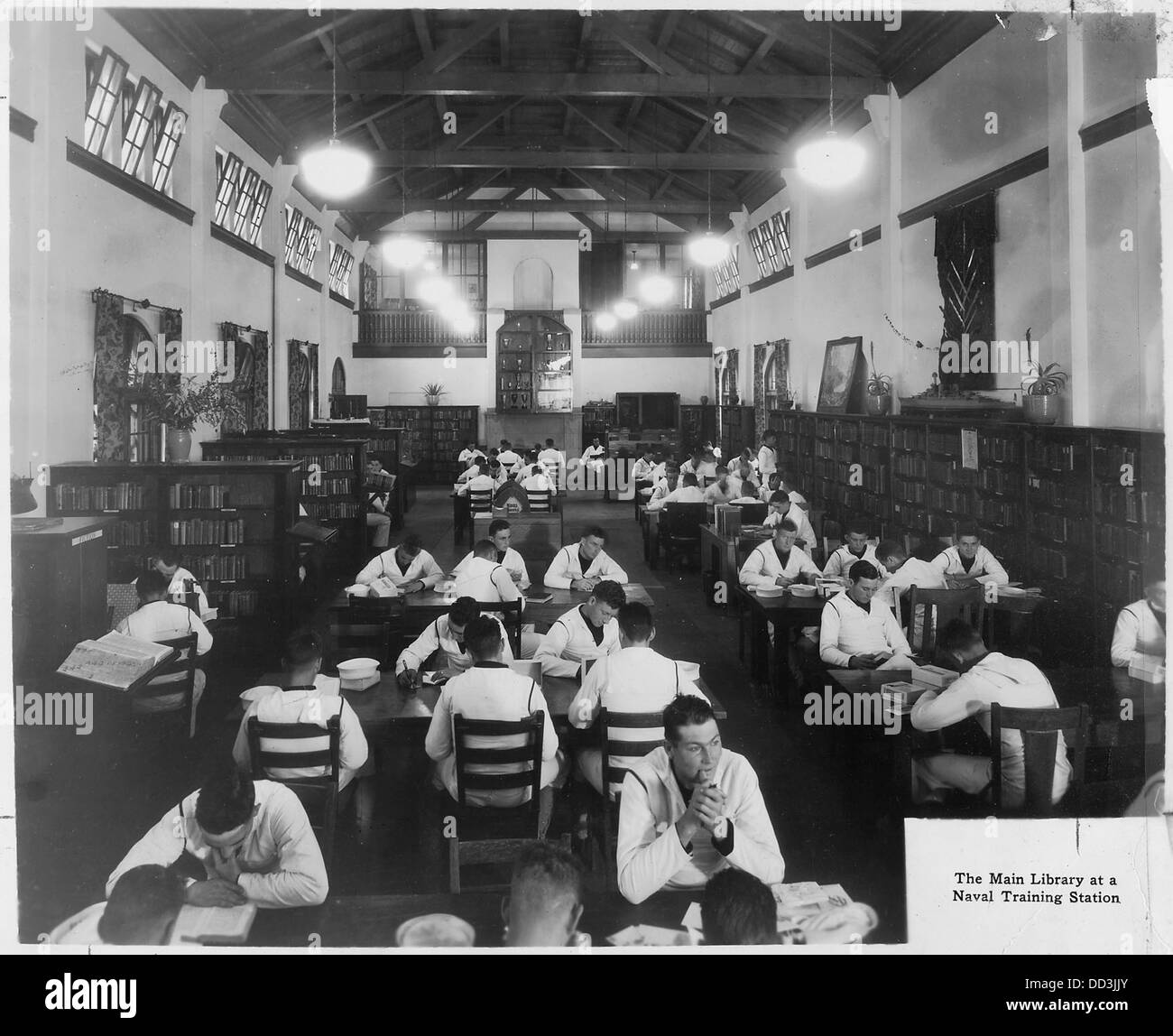 The Main Library at a Naval Training Station, (San Diego, California ...