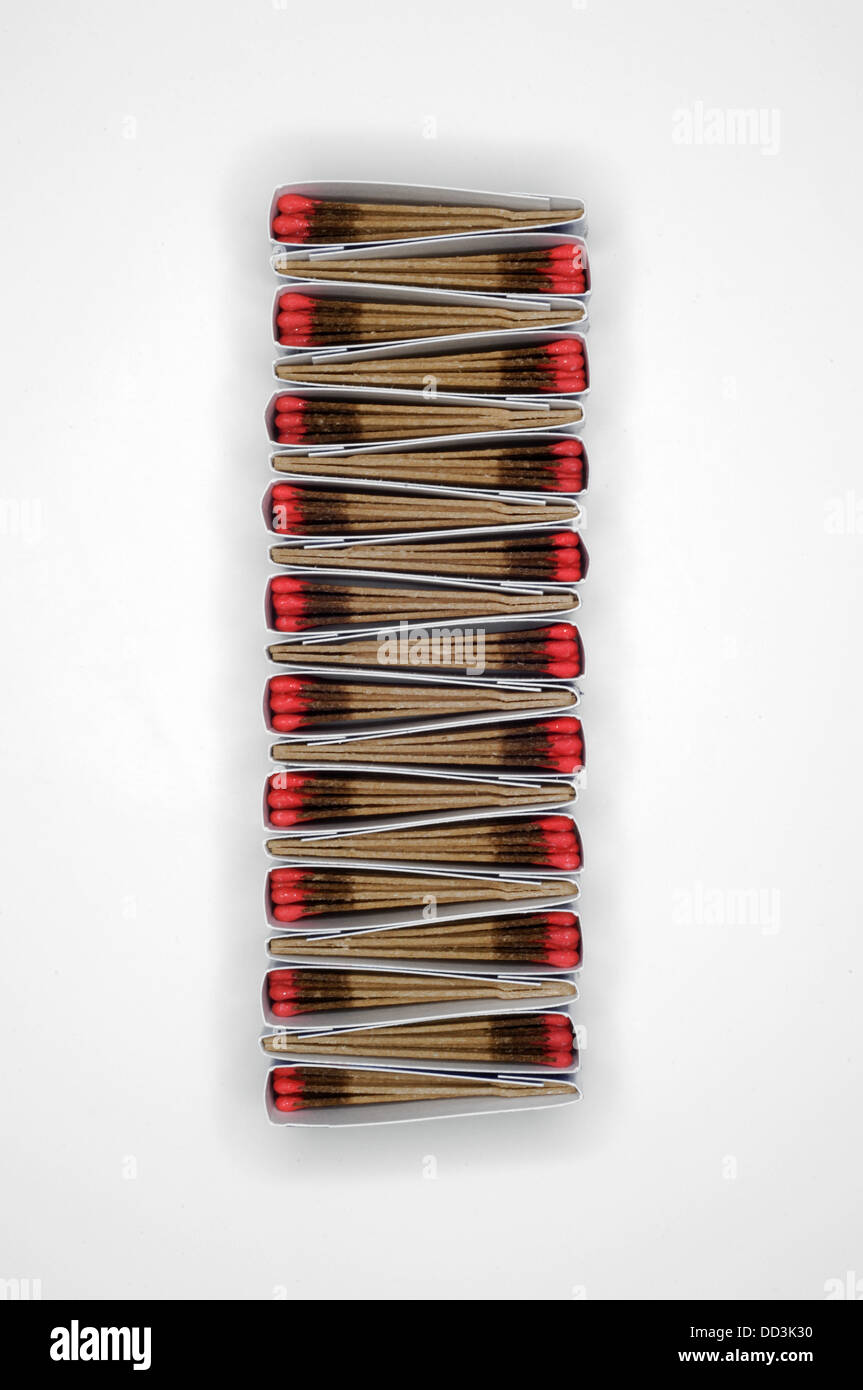 Packs of matches together forming a unique pattern. Long rectangular ...