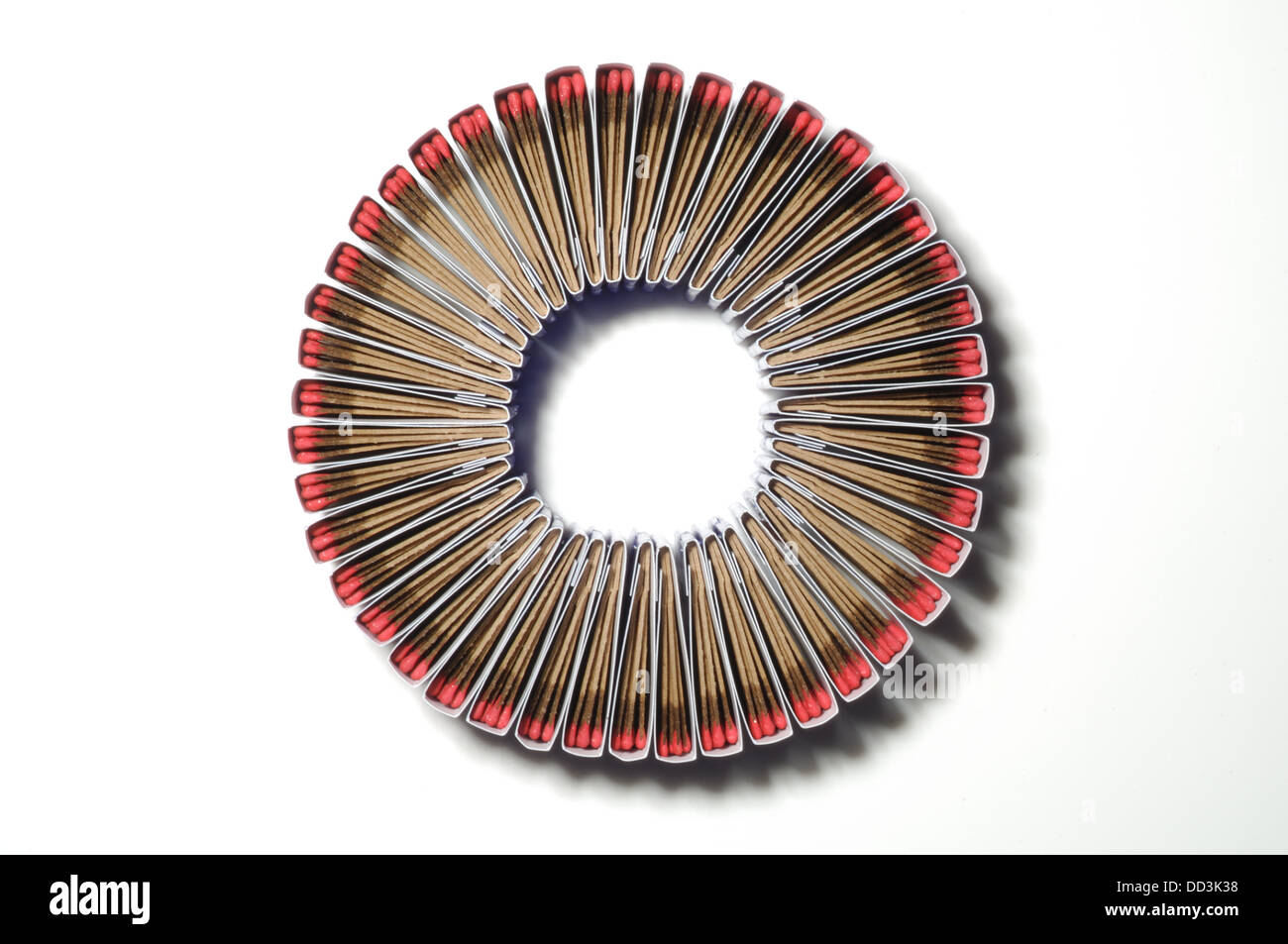 Packs of matches together forming a unique pattern. Circular shape ...