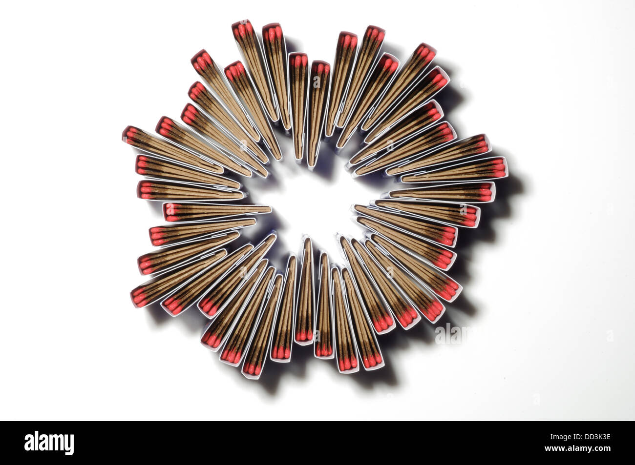 Packs of matches together forming a unique pattern. Circular shape ...