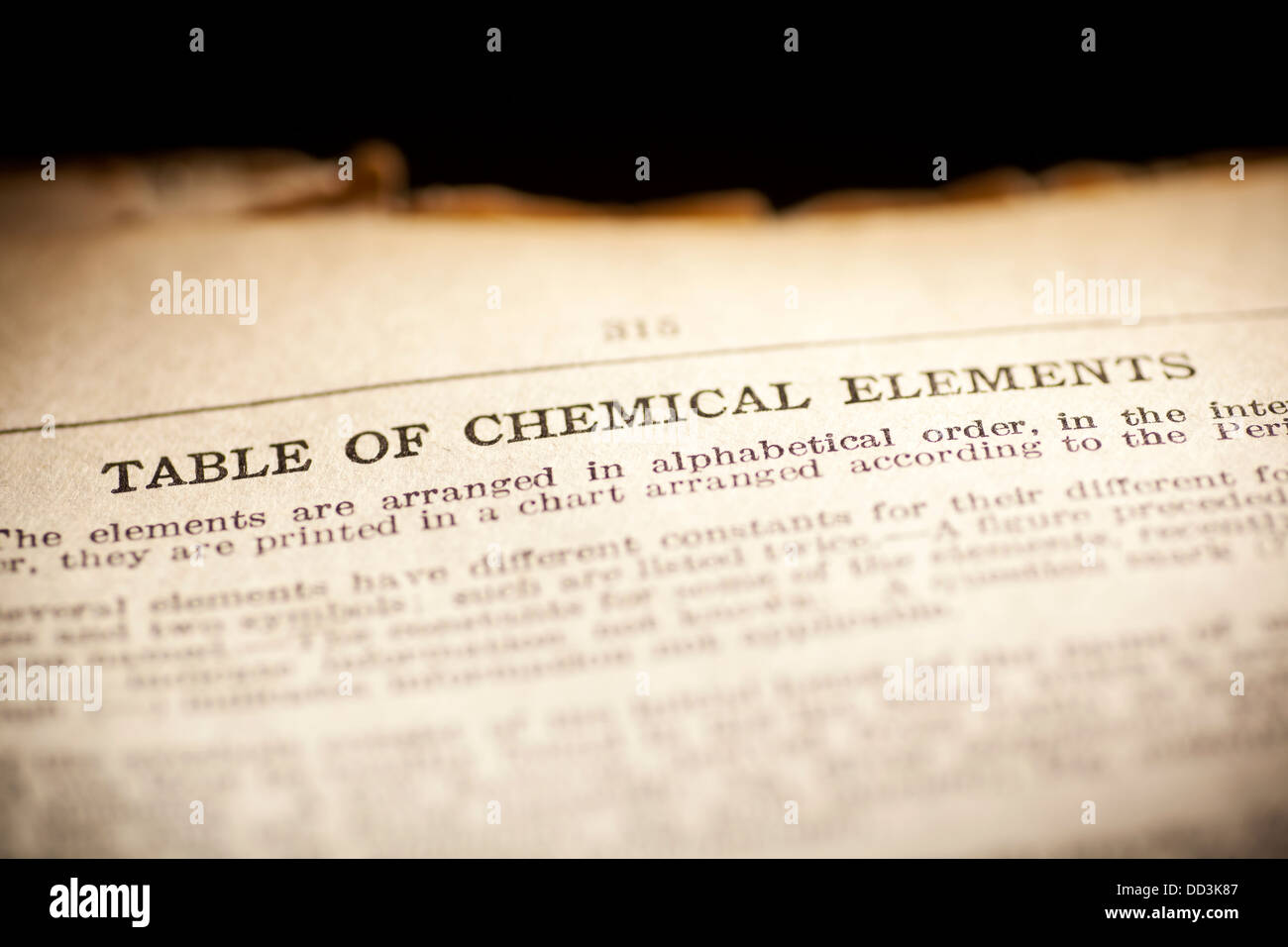Dictionary words Table of Chemical Elements Stock Photo - Alamy
