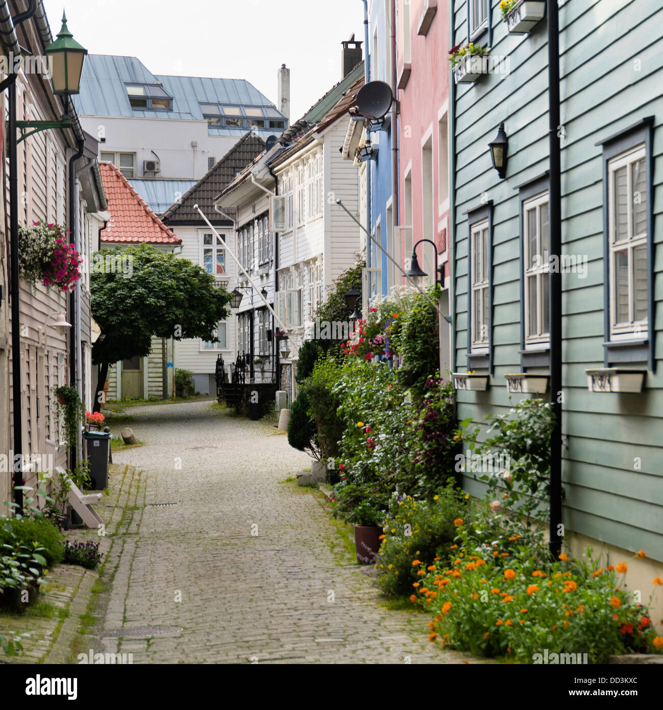 Alleyway between houses in residential hi-res stock photography and ...
