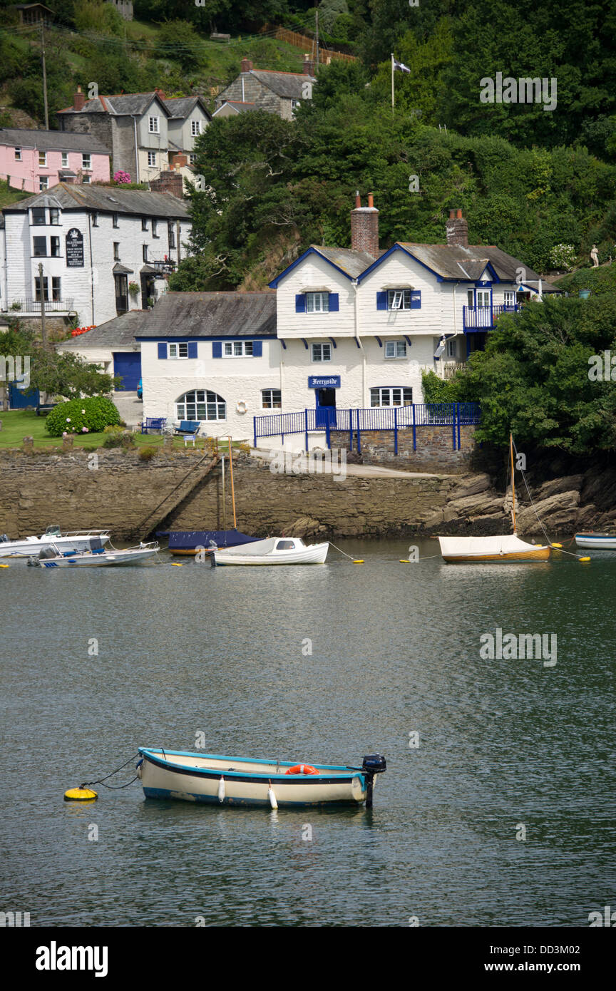 Fowey harbour, Cornwall, showing Ferryside (white house with blue ...
