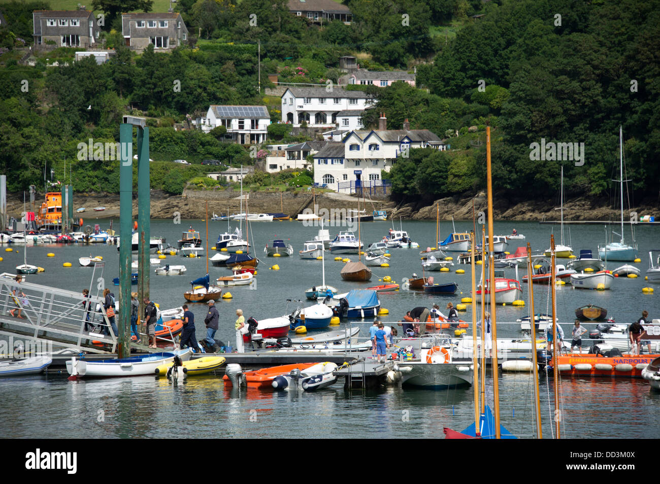 Fowey harbour, Cornwall, showing Ferryside (white house with blue ...