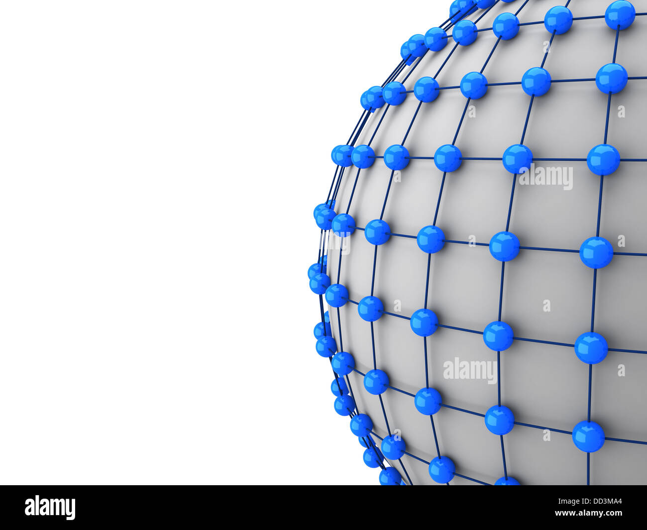 3d small sphere connected to each other with big sphere Stock Photo - Alamy