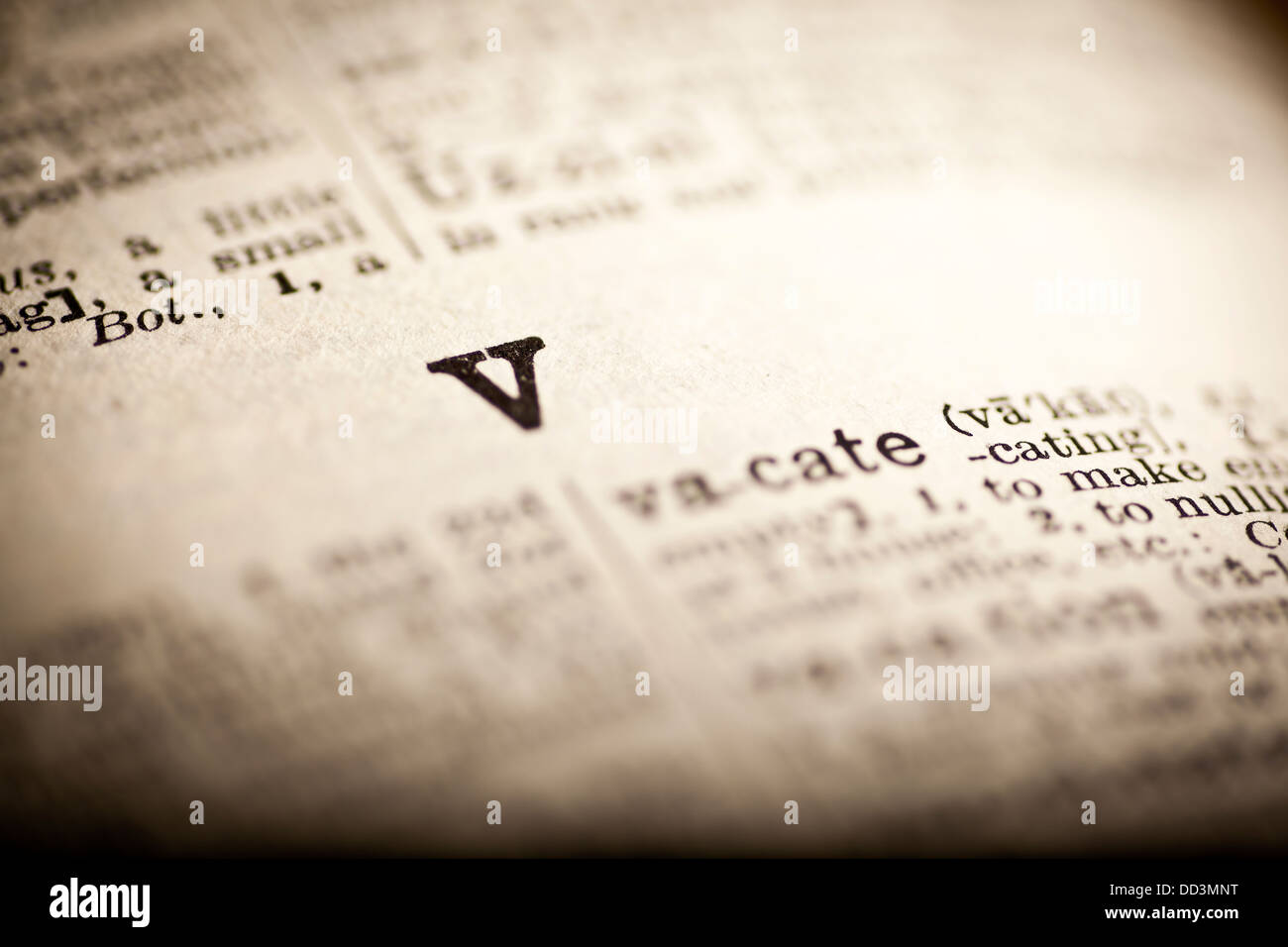 Dictionary letter V Stock Photo - Alamy