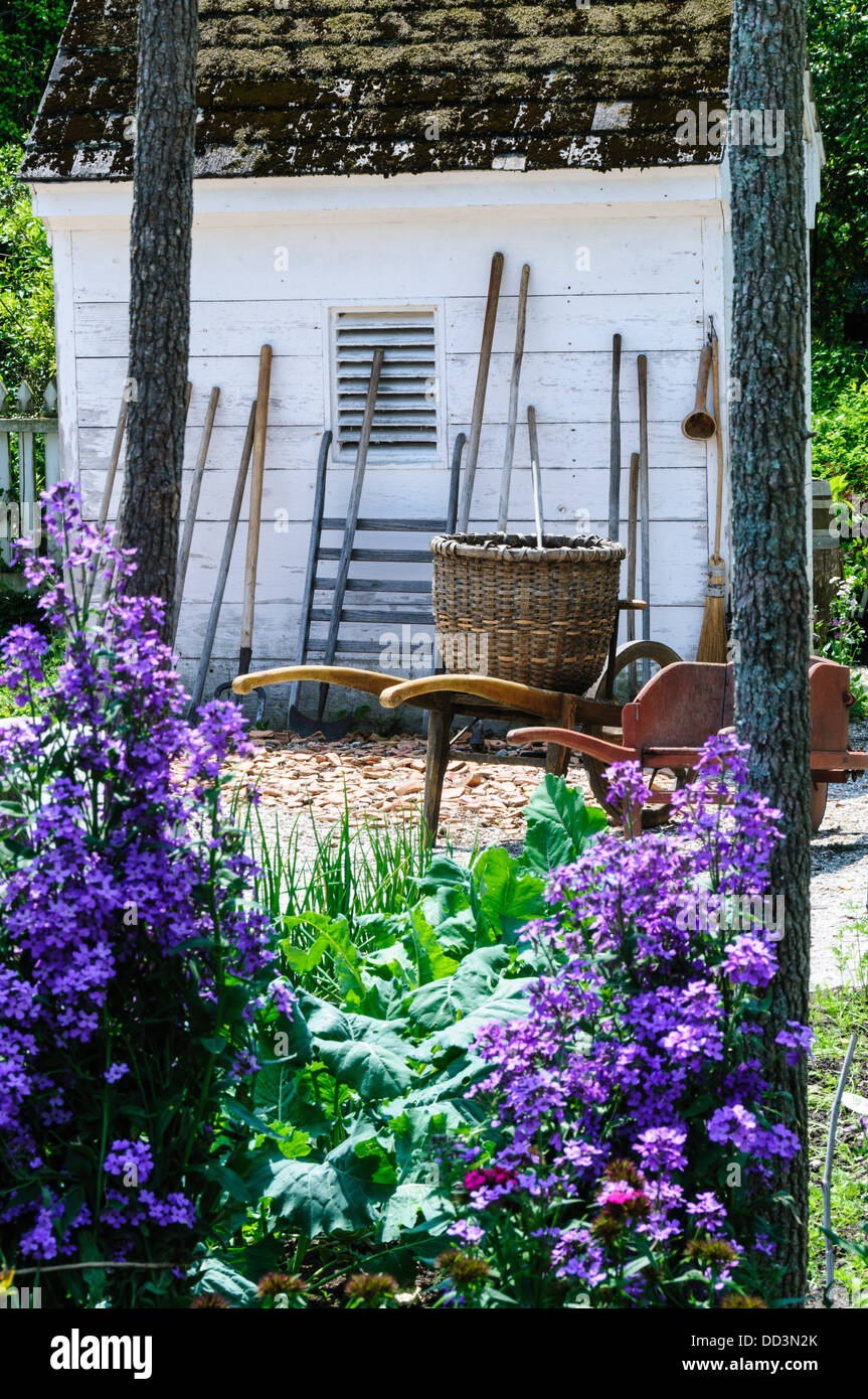 Tool shed, Colonial Garden and Nursery, Colonial Williamsburg, Virginia ...