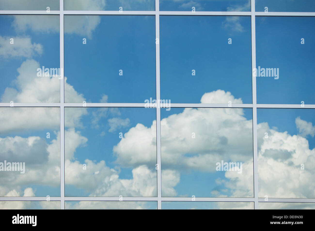 A Blue Sky With Clouds Through A Window; Edmonton, Alberta, Canada ...