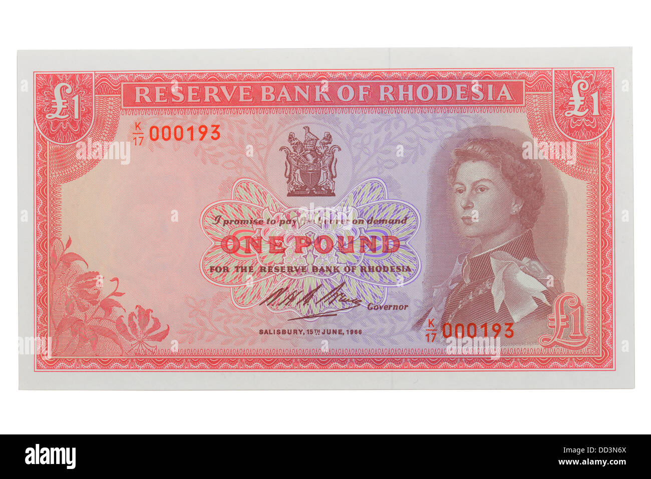 Rhodesian one pound note Stock Photo - Alamy