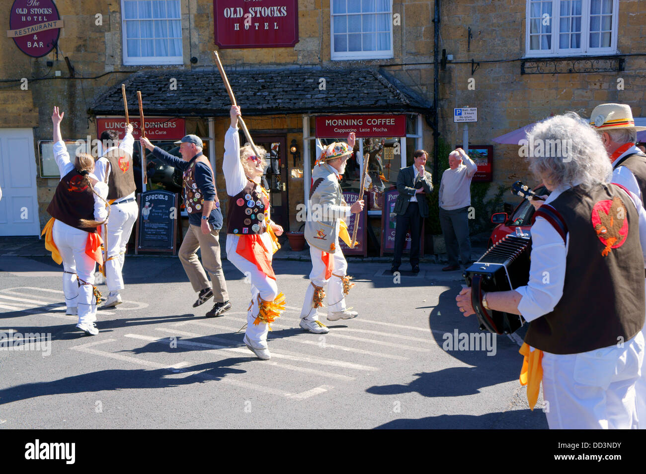 May Day Morris Dancing in the market town of Stow-on-the-Wold in the ...
