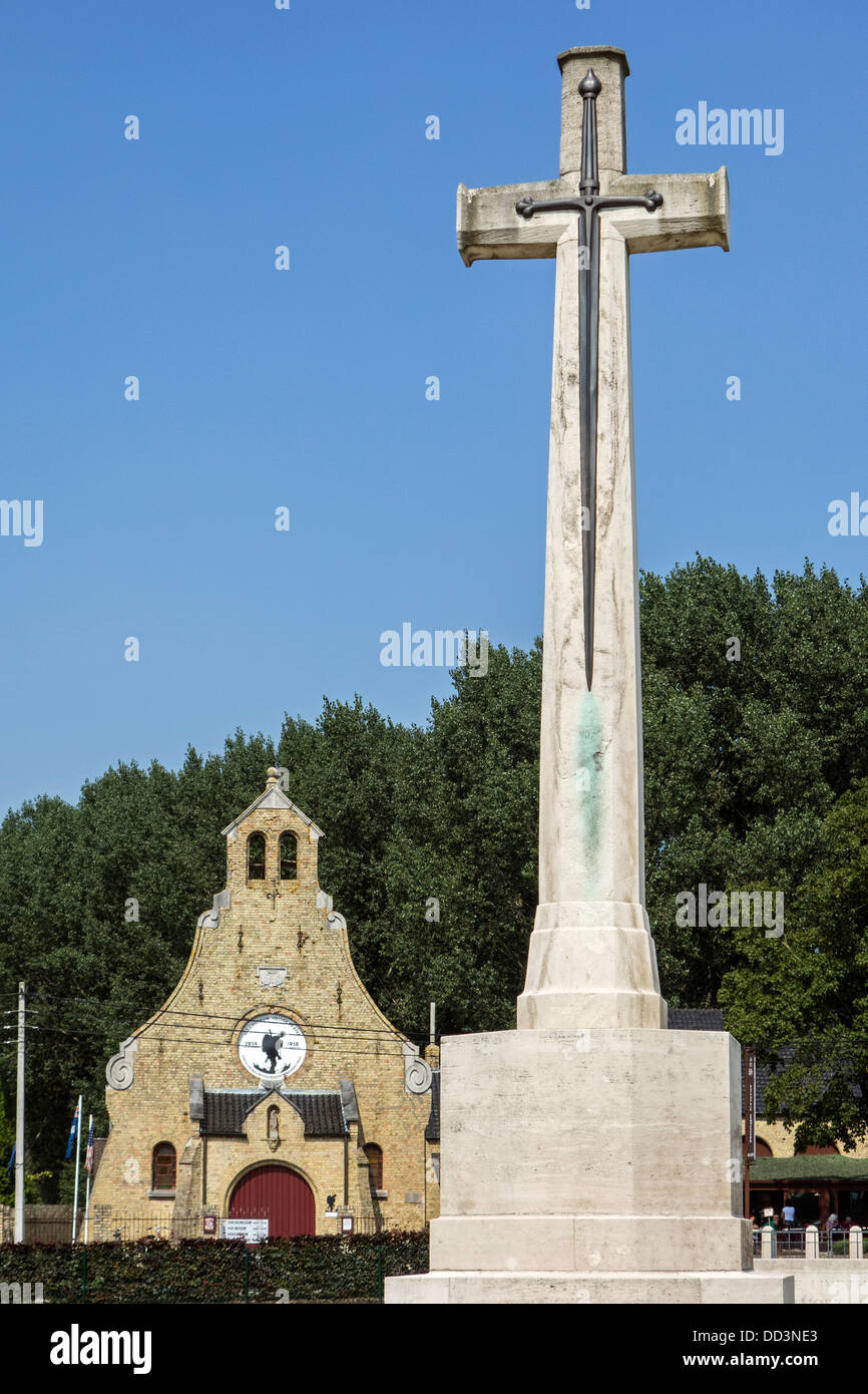 WW1 Cross of Sacrifice at the WWI Hooge Crater Cemetery and First World ...