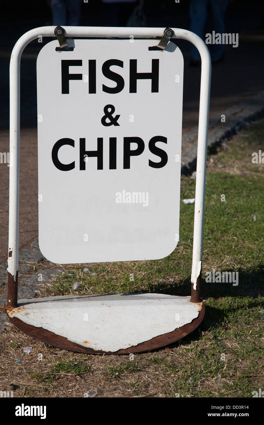 Fish and Chips Sign, Britain, UK Stock Photo - Alamy
