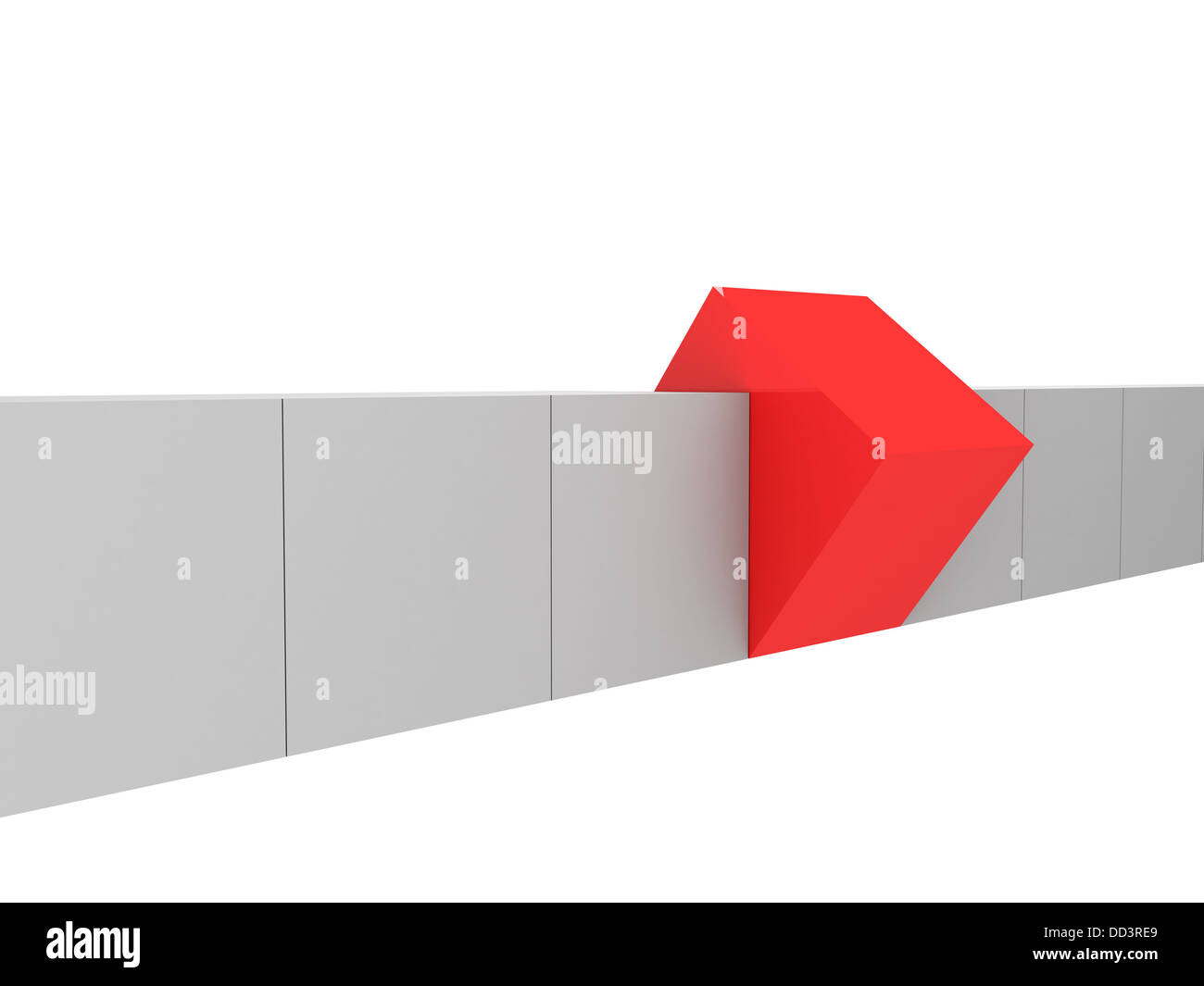 3d red box standing out from row Stock Photo - Alamy