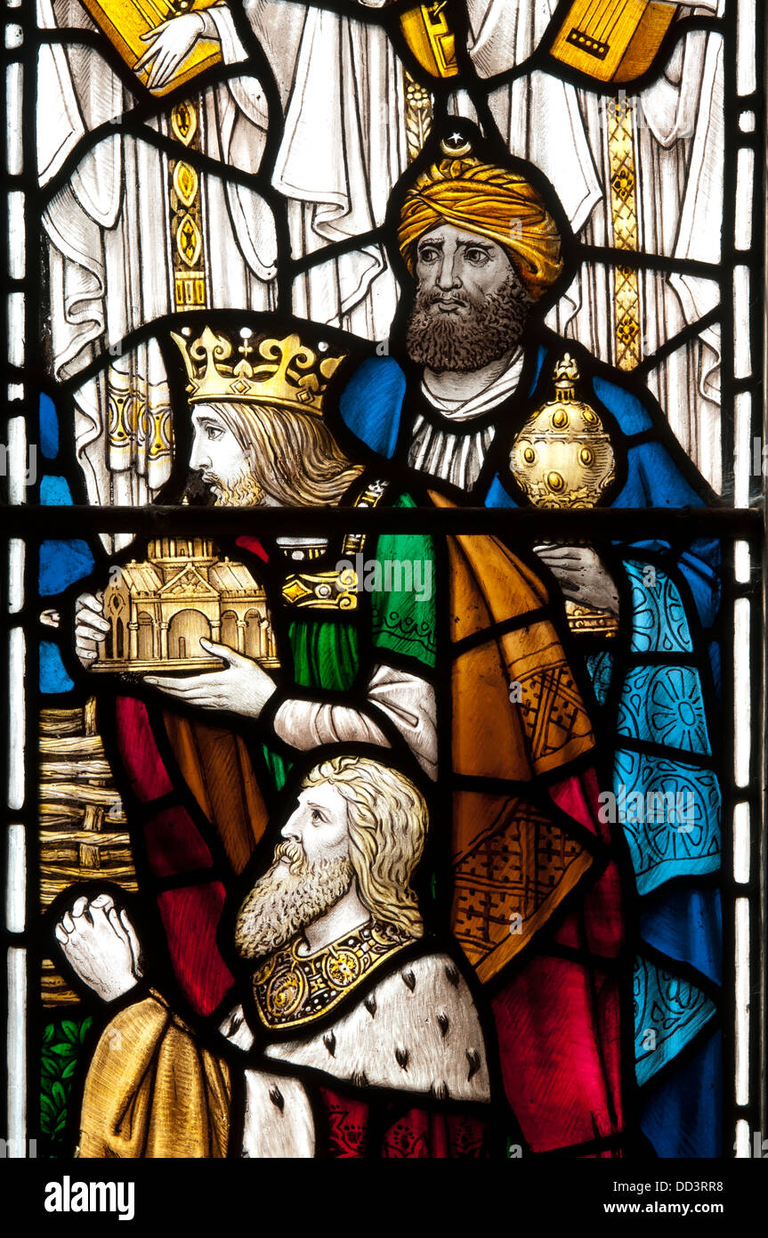 Three Wise Men stained glass, St. Laurence`s Church, Wyck Rissington ...