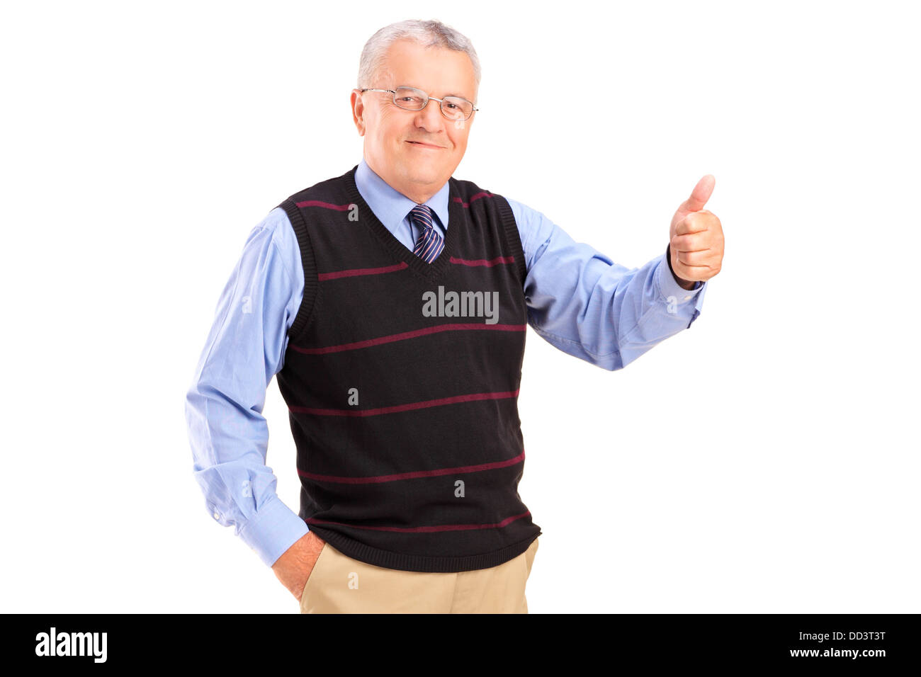 Smiling mature man giving a thumb up Stock Photo - Alamy