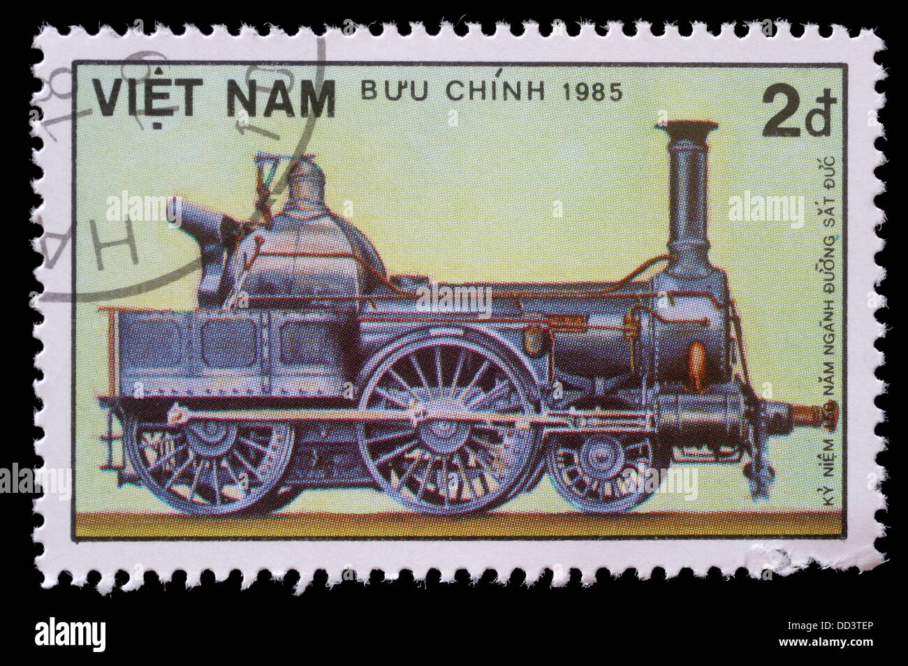 VIETNAM - CIRCA 1985: A stamp printed in Vietnam showing steam ...
