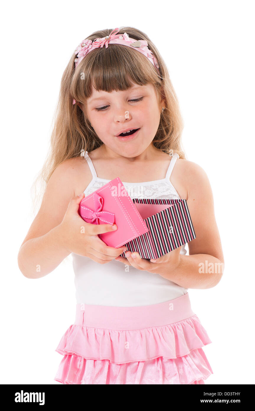 Girl with gift box Stock Photo - Alamy